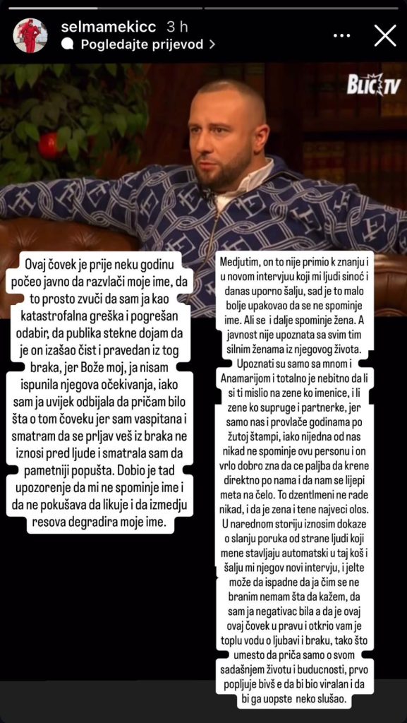 “SRAM TE I STID BILO”: Selma Mekić objavila svoju stranu priče pa ...